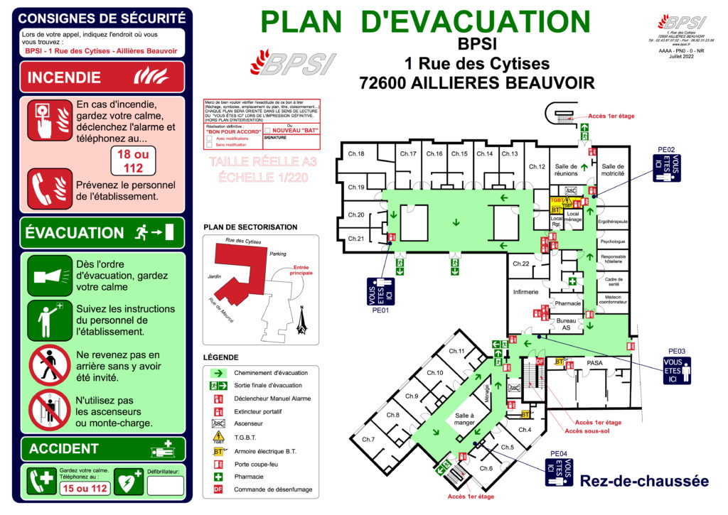 BPSI – Consignes et plans de sécurité incendie