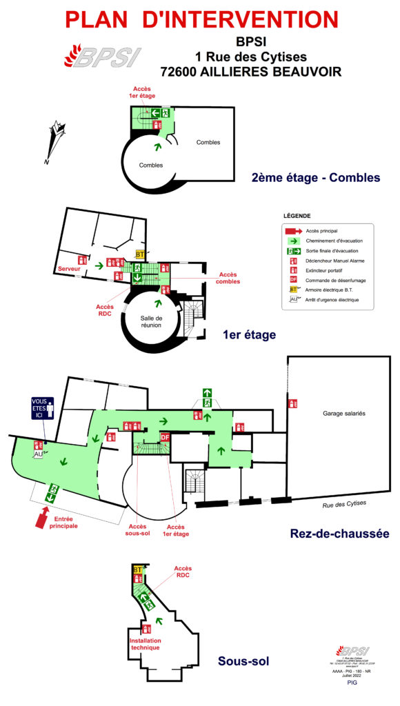 BPSI – Consignes et plans de sécurité incendie